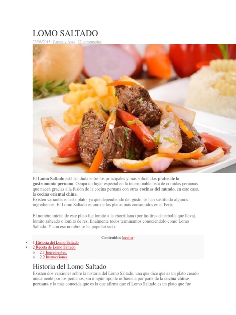 Reseta - Lomo Saltado | PDF | Cilantro | Cocina de las Americas