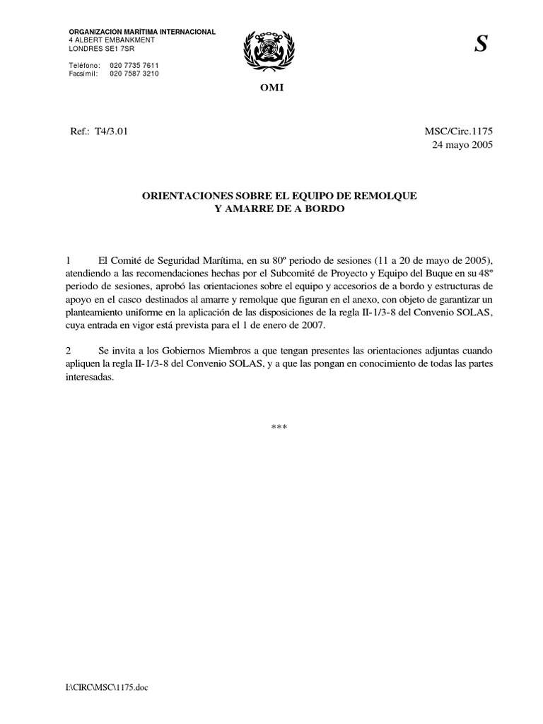 MSC 1-Circ 1175 | PDF | Embarcación | Transporte de agua