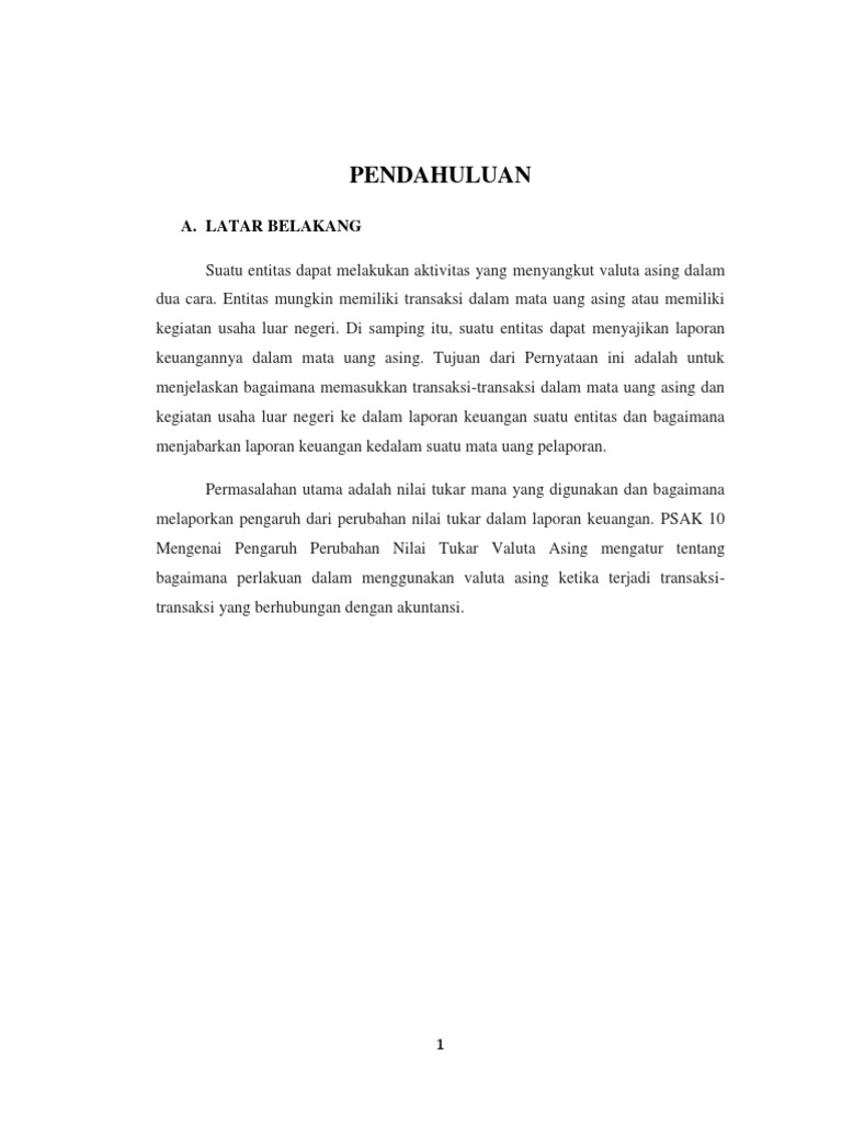 Pengaruh Valuta Asing dalam PSAK 10 | PDF | Bisnis | Pengelolaan ...