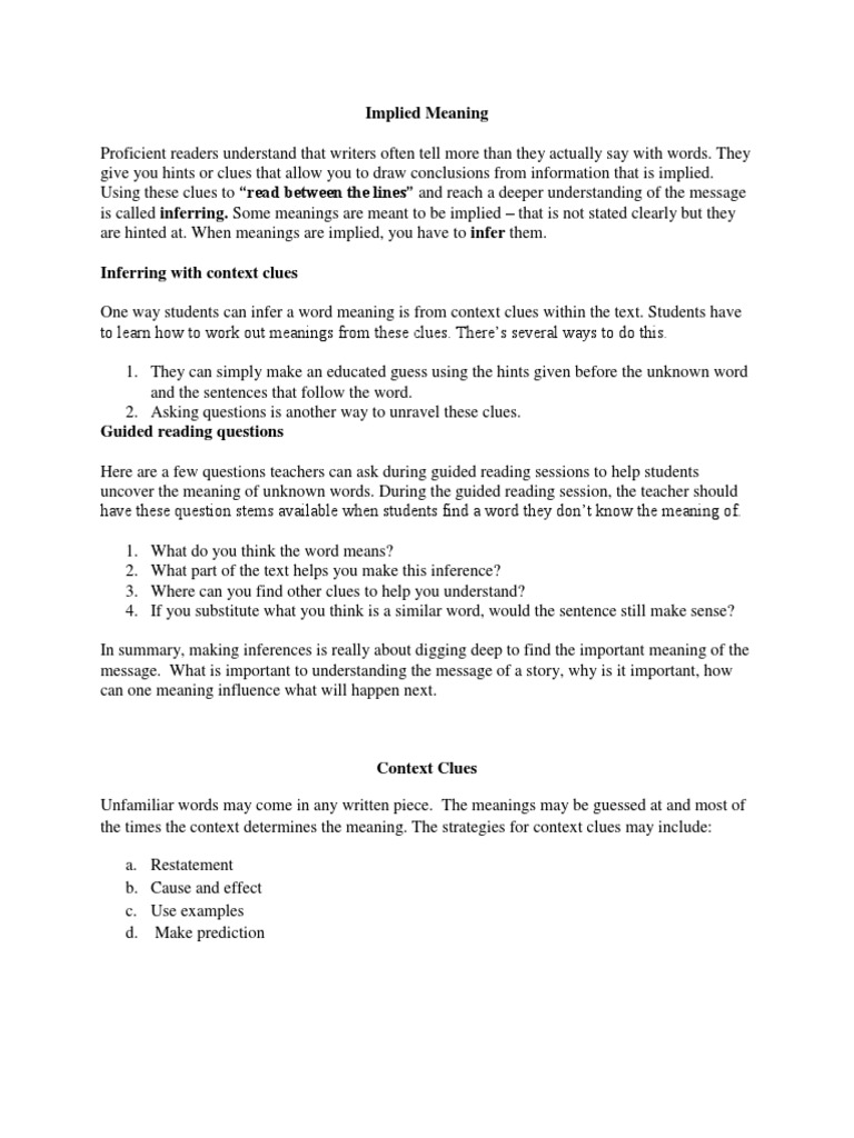 Implied Meaning | PDF | Communication | Cognition