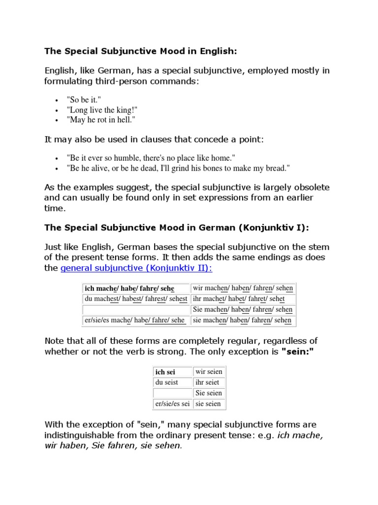 The Special Subjunctive Mood in English:: General Subjunctive ...