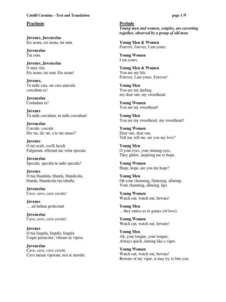 Catulli Carmina - Text and Translation of Poems by Catullus | PDF