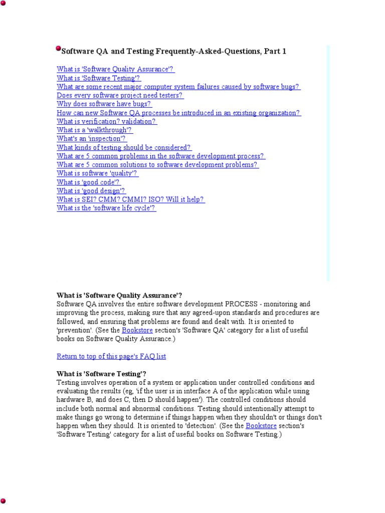 Software QA and Testing Frequently-Asked-Questions, Part 1: What Is ...