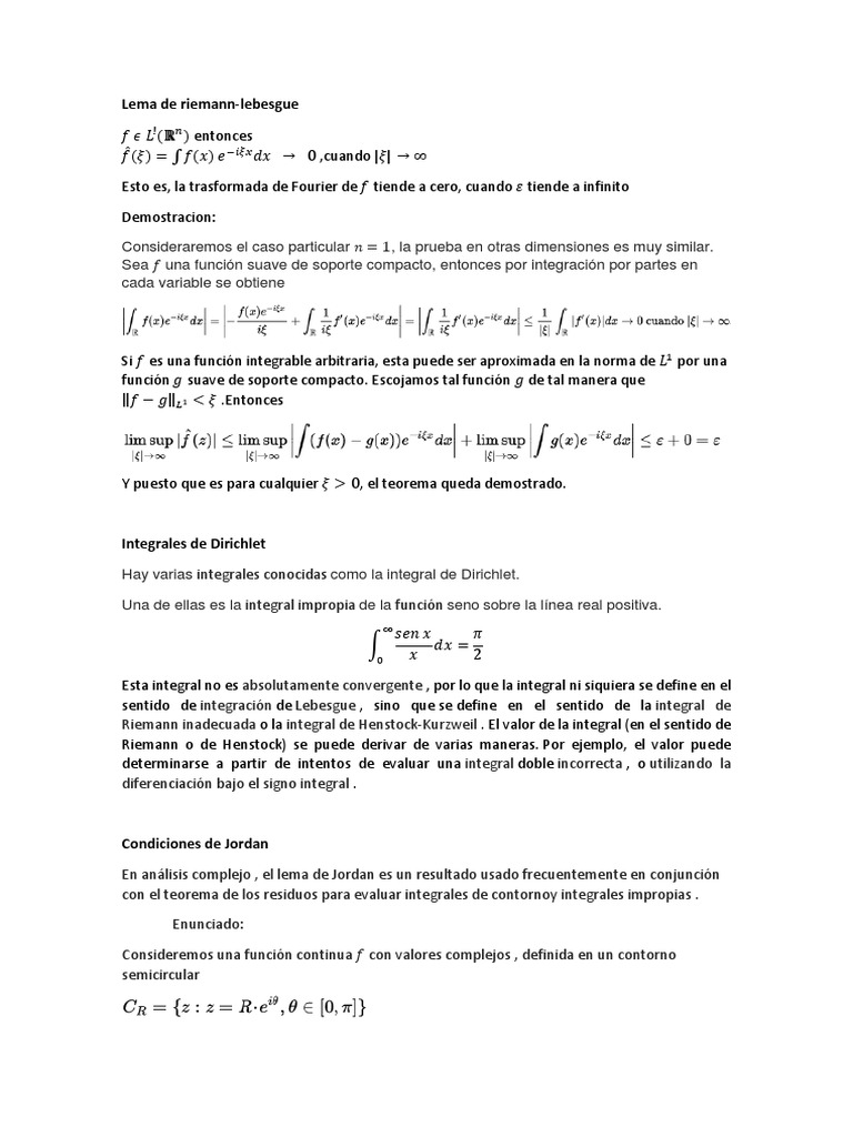 Teorema Riemann Lebesgue-Integral Dirichlet-Condicion de Jordan-Convergencia Puntual y Uniforme ...