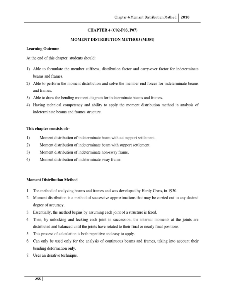 Moment Distribution Method Overview | PDF | Civil Engineering ...