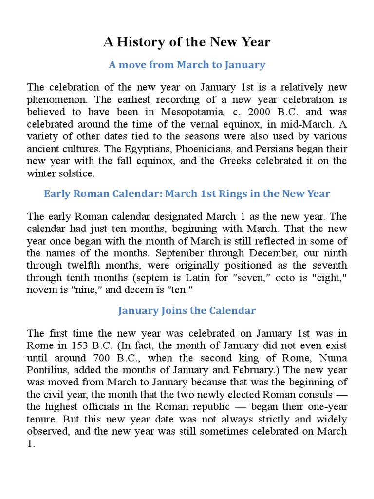 A History of The New Year | PDF | Calendar | Religion And Belief
