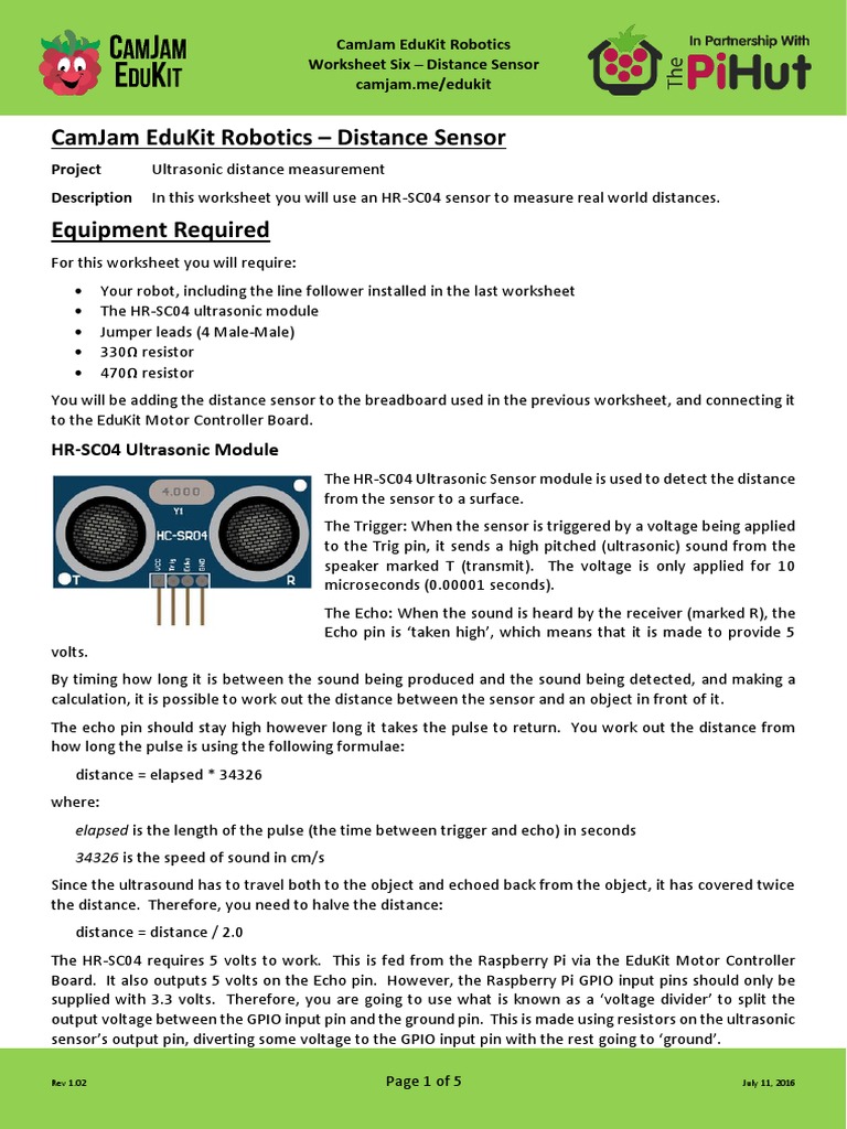 CamJam EduKit 3 - Robotics Worksheet 6 - Distance | PDF | Business