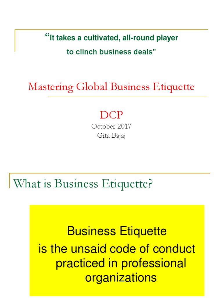 Mastering Business Etiquette | PDF | Etiquette | Telephone