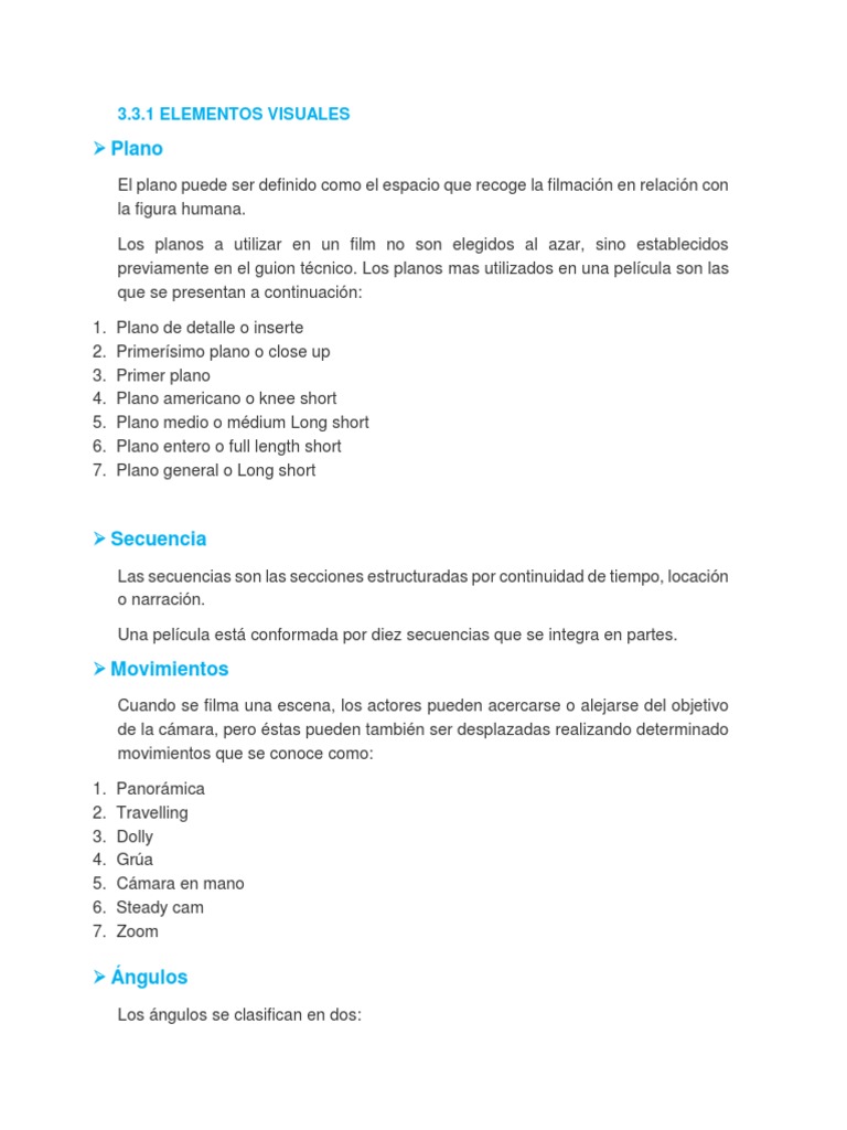 Elementos Visuales Del Cine | PDF | Ocio | Artes (general)