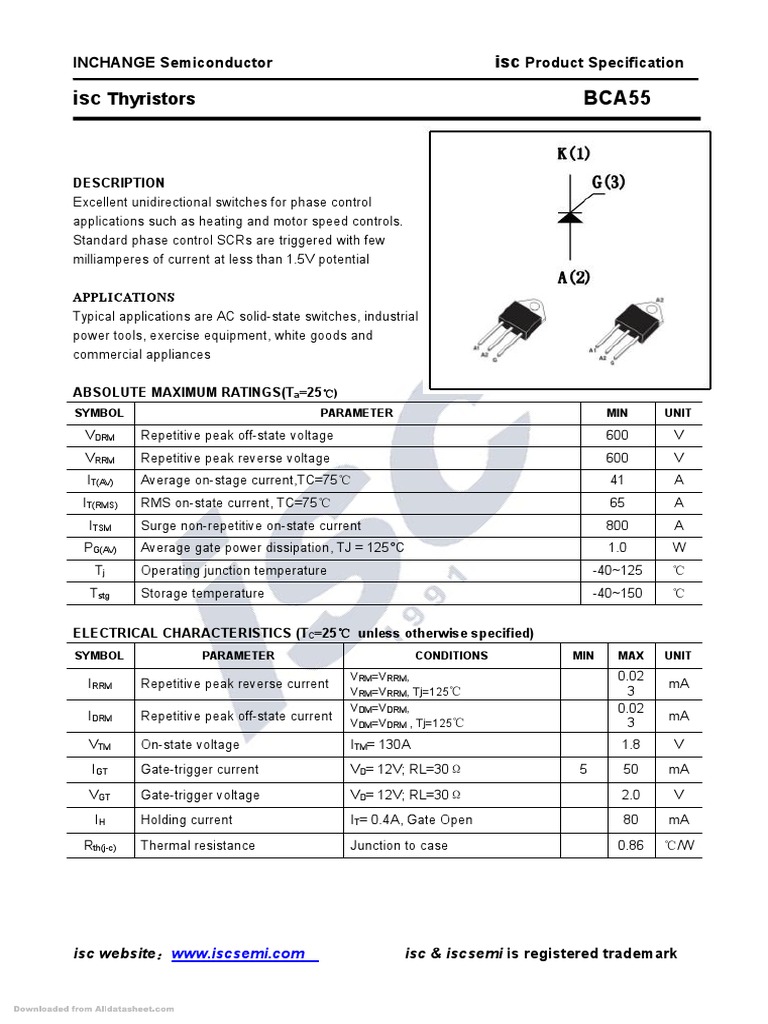 BCA55 Thyristor Datasheet (Finglai SSR ASH-C-80DA) | PDF | Electronic Engineering | Electrical ...
