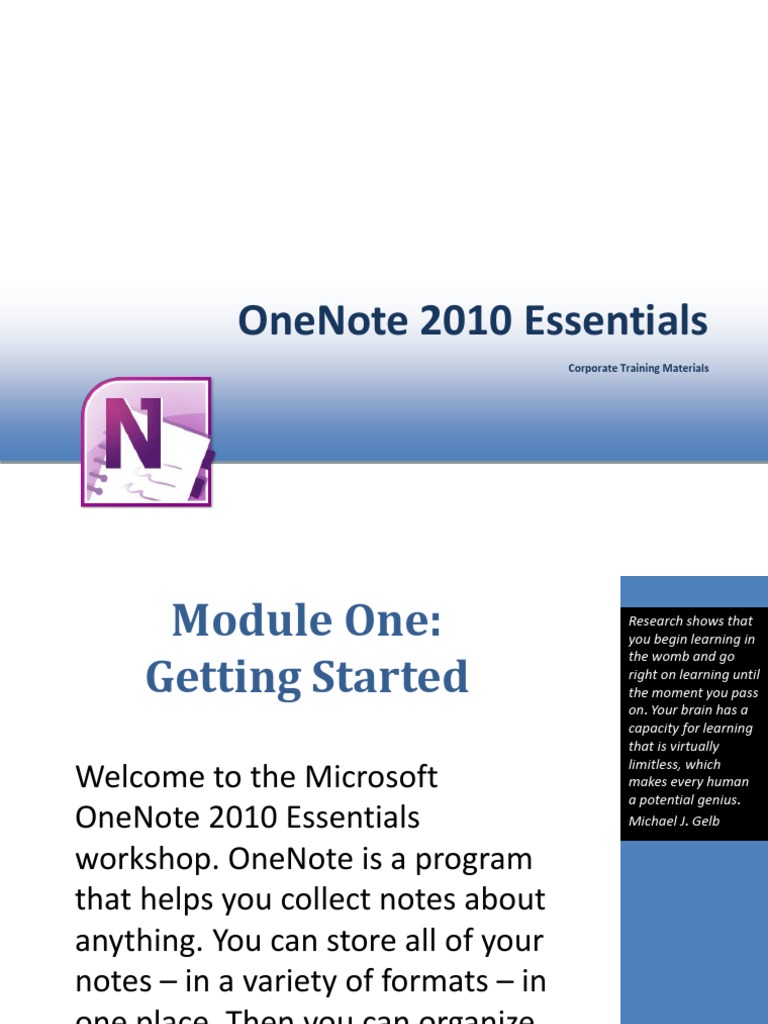 Onenote Tutorial | PDF | System Software | Graphical User Interfaces