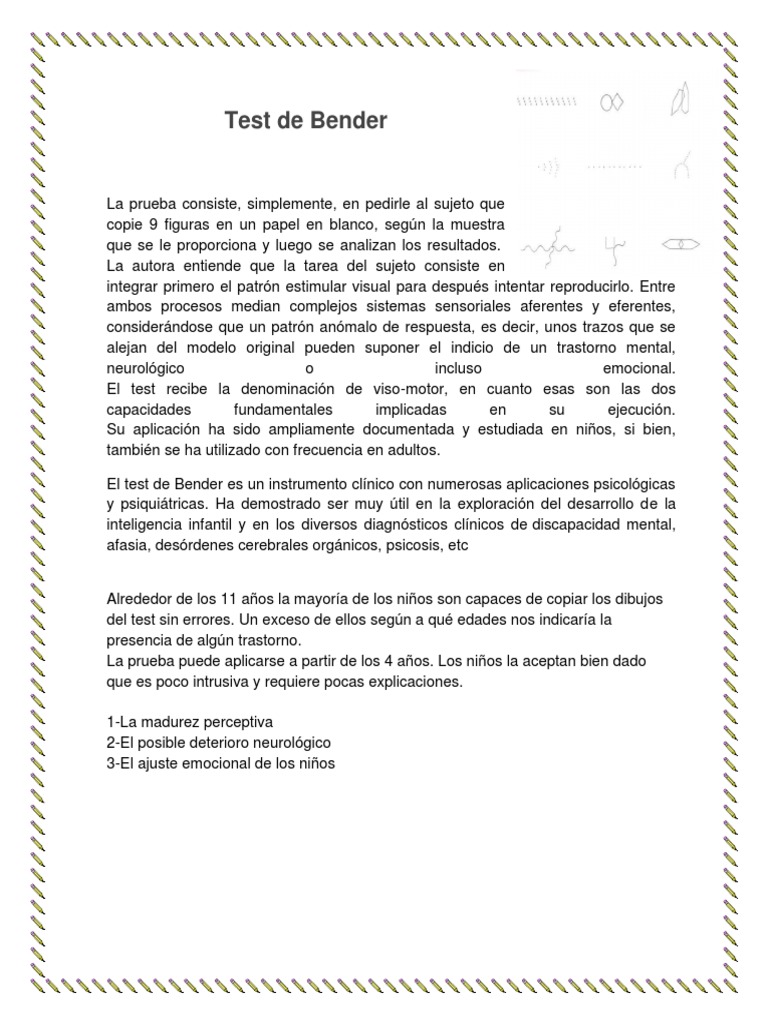 Test de Bender | PDF | Comportamiento | Memoria