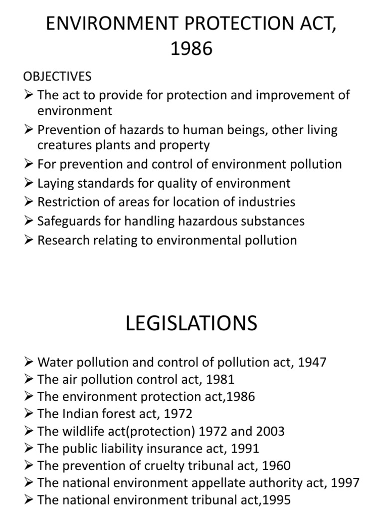 Environmental Protection Act, 1986 | Environmental Protection ...