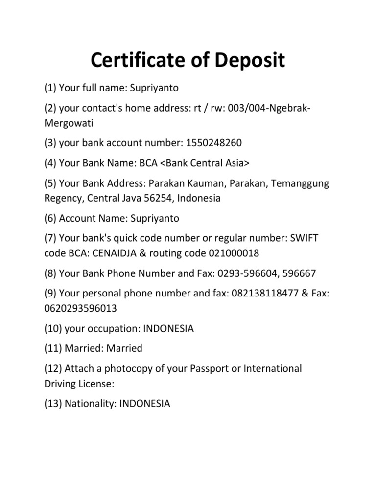 Certificate of Deposit | PDF | Business
