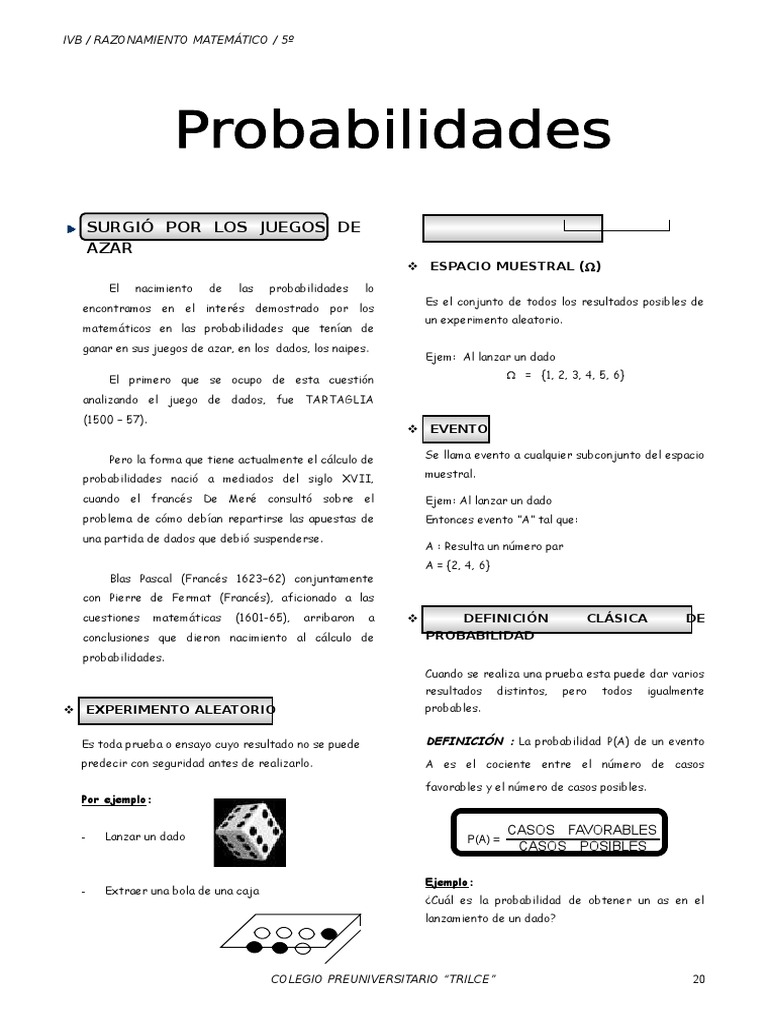 IV Bim - 5to. Año - Raz. Mat. - Guía 4 - PROBABILIDADES | PDF | Aleatoriedad | Probabilidad