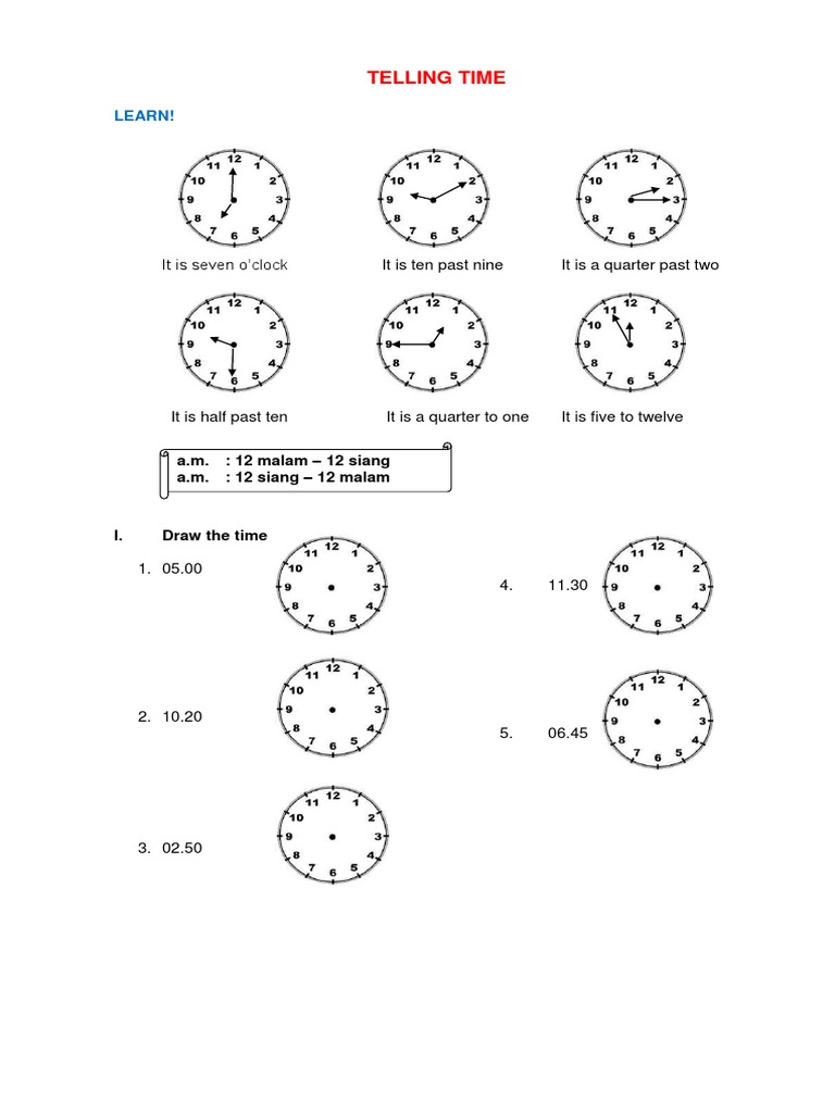 Soal Telling Time