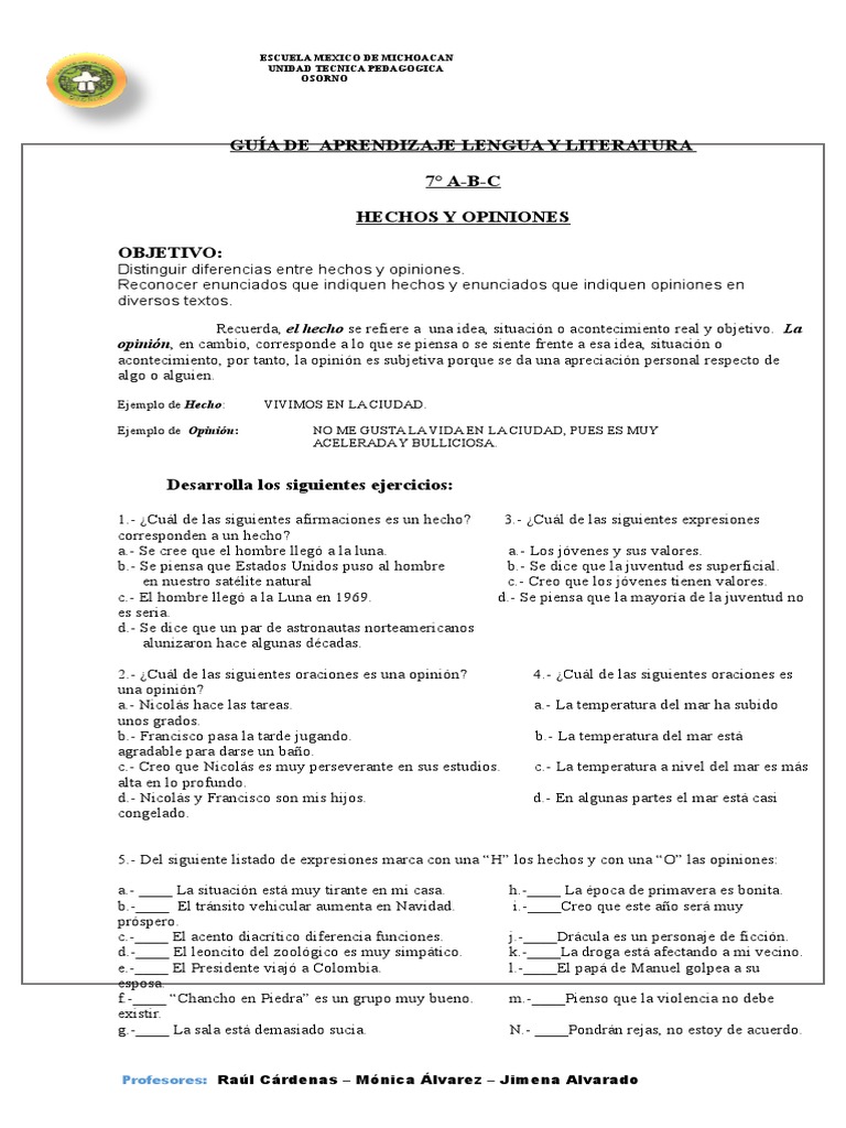 Guia de Hechos y Opiniones | PDF | Naturaleza