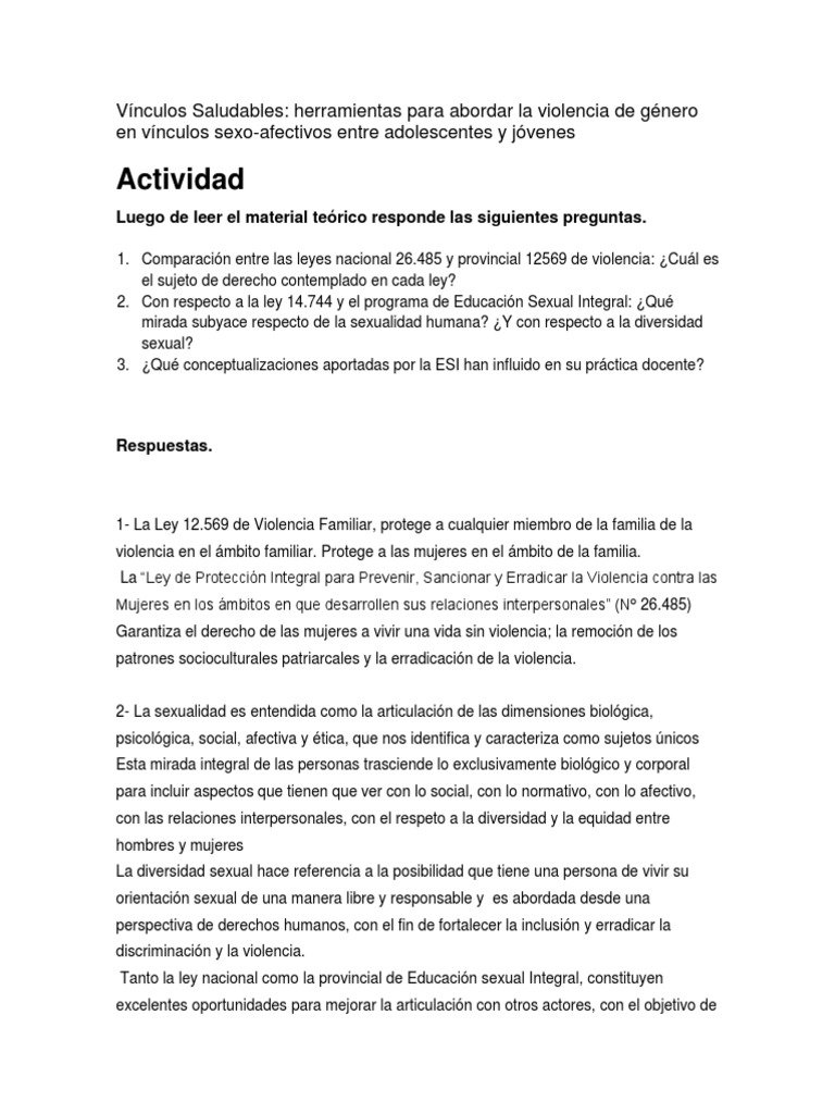 Vínculos Saludables:herramientas para Abordar La Violencia de Género en Vínculos Sexo-Afectivos ...