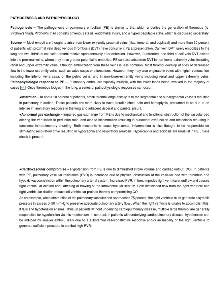 Pathogenesis and Pathophysiology | PDF | Vein | Embolism