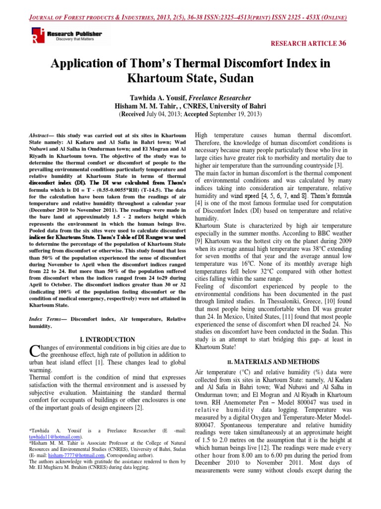 Index Discomfort-Vol2-No5-6 PDF | PDF | Relative Humidity | Khartoum