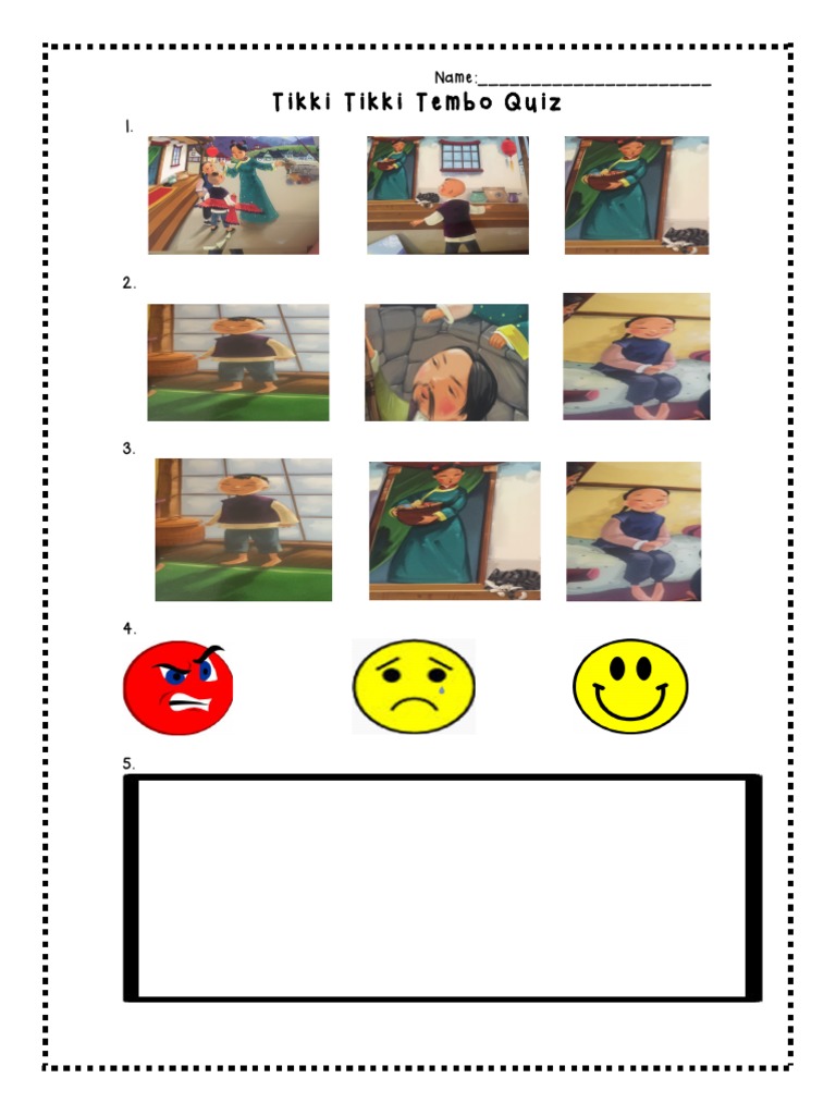 Tikki Tikki Tembo Quiz: Name: - 1 | PDF | Children's Fiction Books ...