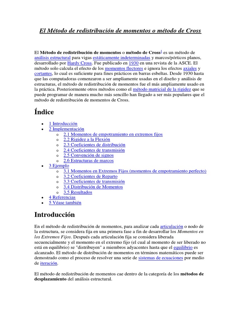 El Método de Redistribución de Momentos o Método de Cross | PDF ...