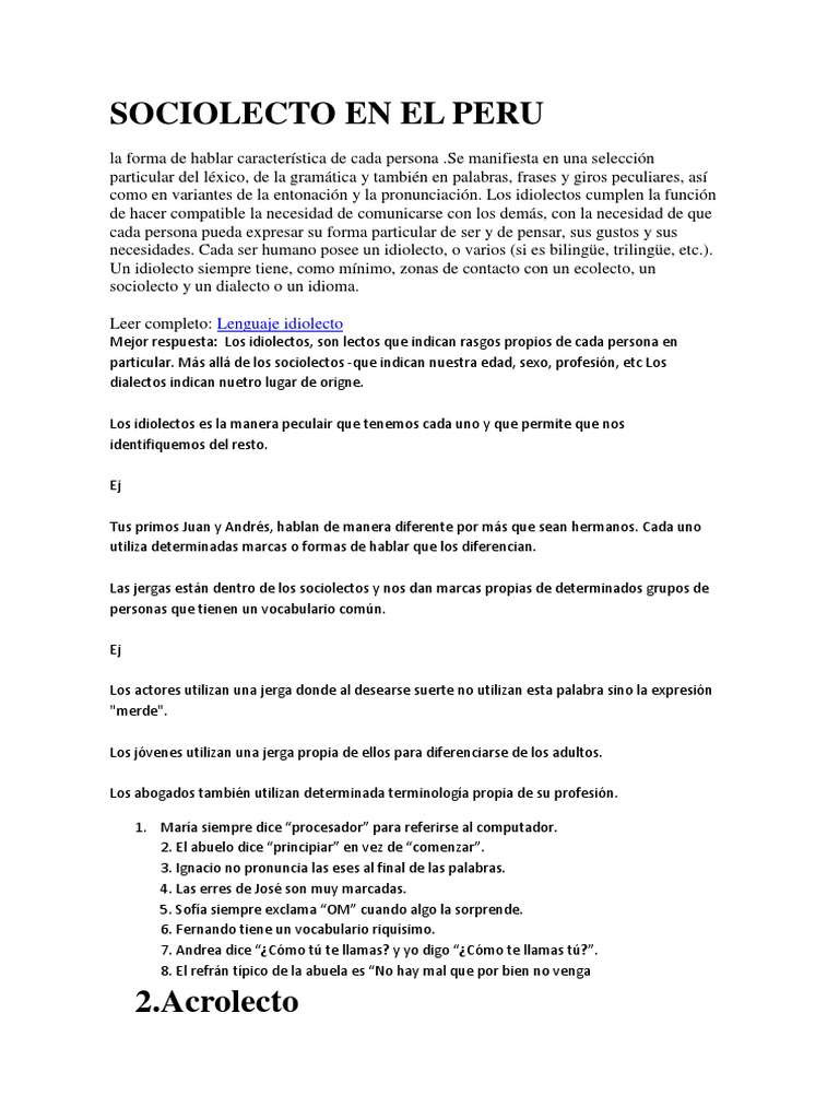 Idiolecto | PDF | Sociolingüística | Lingüística