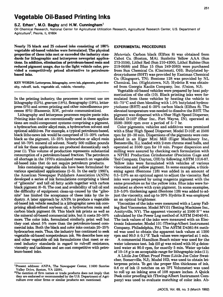 Vegetable Oil Based Printing Inks | PDF | Ink | Lithography