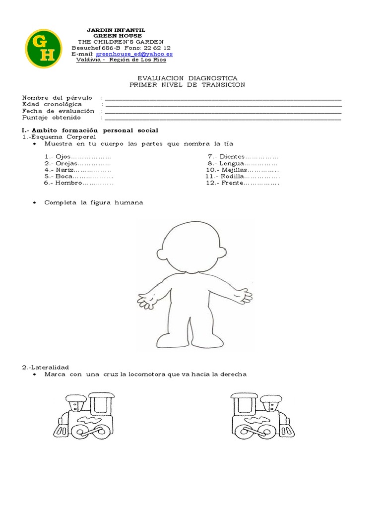 Evaluación Diagnóstica Pre Kinder | PDF | Ocio