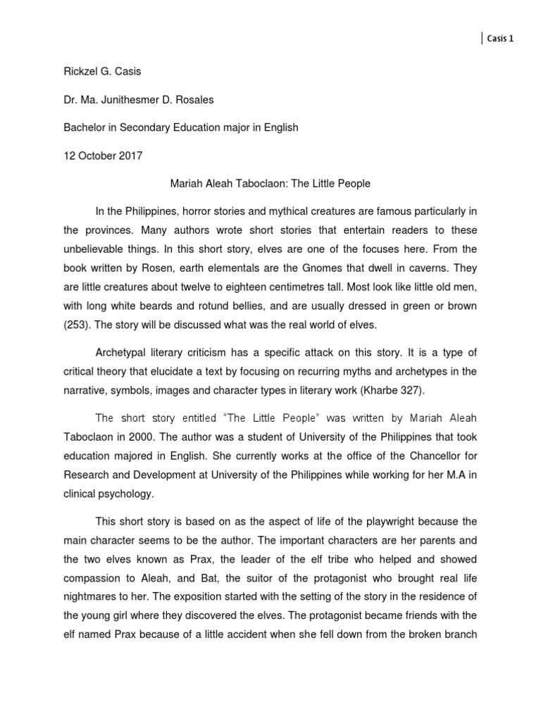 Analysis of "The Little People" Story | PDF | Elves | Narrative