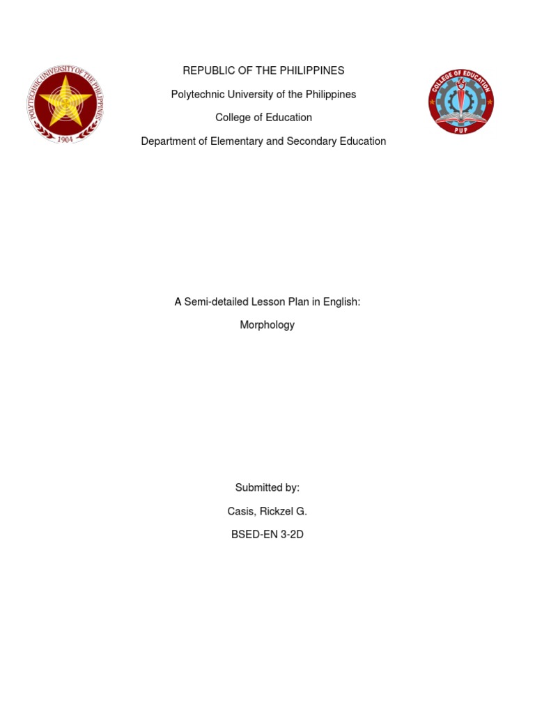 Lesson Plan in Morphology | PDF | Morphology (Linguistics) | Word