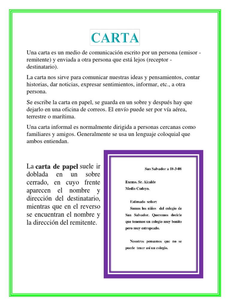 Una Carta Es Un Medio de Comunicación Escrito Por Un Persona | PDF