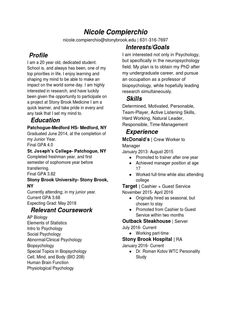 cv | Behavioral Neuroscience | Psychology & Cognitive Science