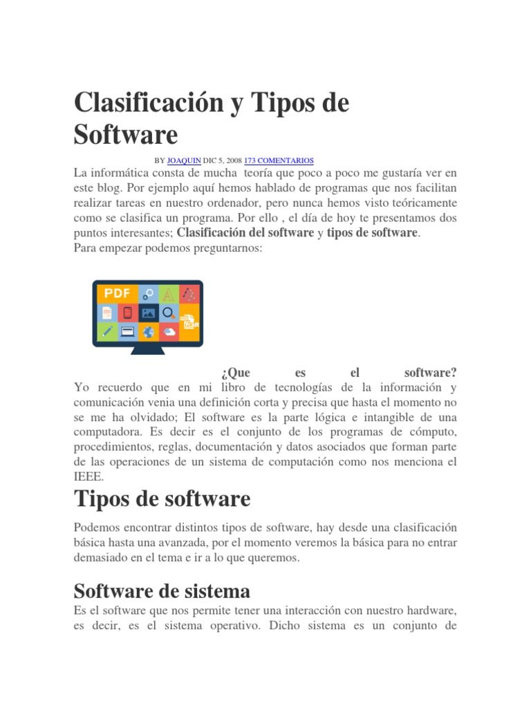 Clasificación y Tipos de Software | PDF | Sistema operativo | Software