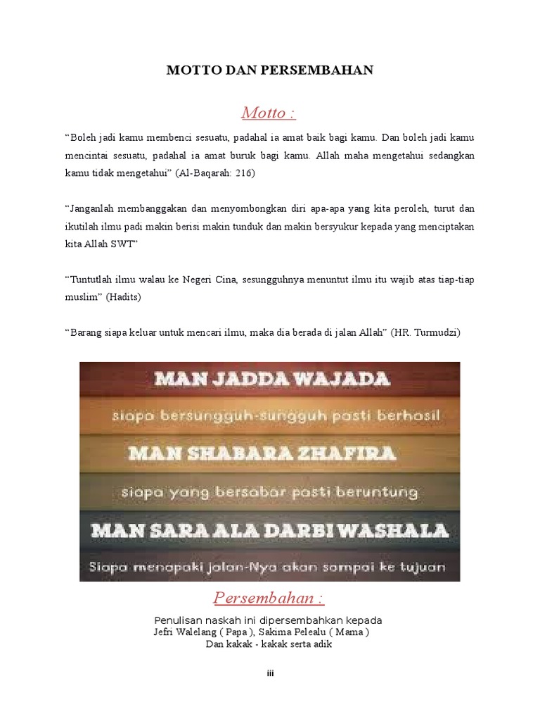 Motto Dan Persembahan | PDF