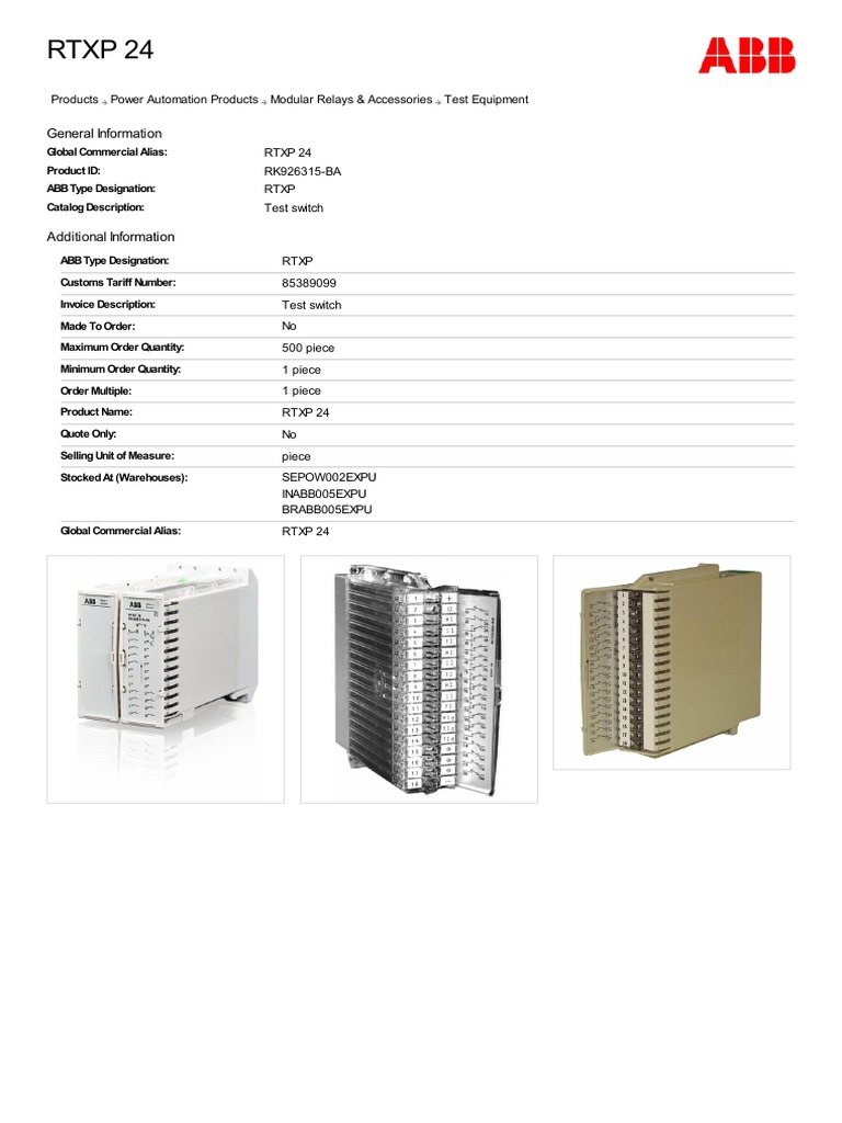 RK926315 BA Test Switch | PDF | Electrical Engineering | Business