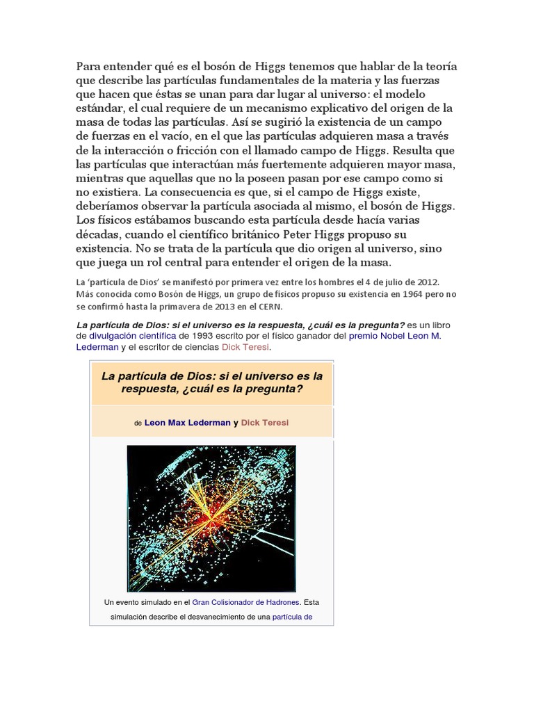 La Partícula de Dios | PDF | Bosón de Higgs | Modelo estandar