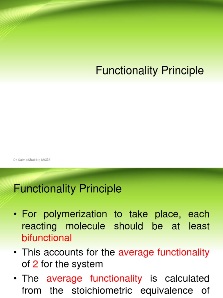 Functionality Principle: Dr. Saima Shabbir, MS&E | PDF | Stoichiometry ...