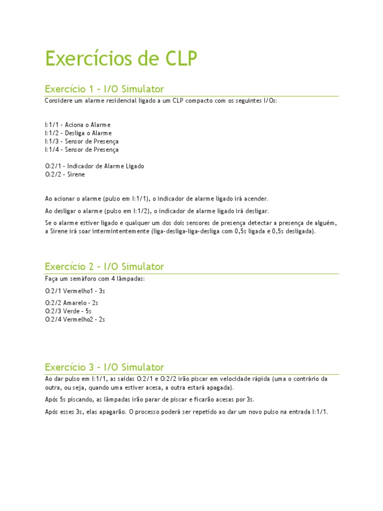Exercícios de CLP Supervisório PDF | PDF | Linguagem de script | Imagem