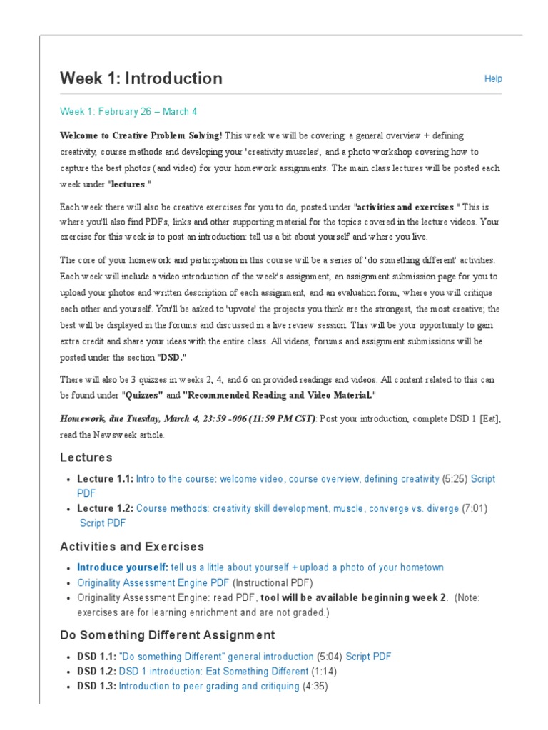 Wiki - Week 1 - Introduction - Coursera | Download Free PDF | Homework ...