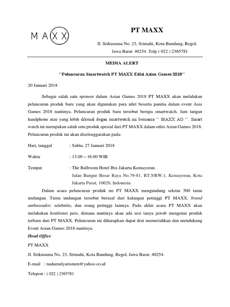 Contoh Media Alert | PDF