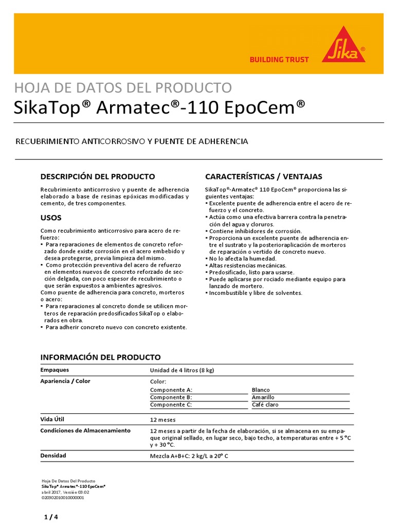 SikaTop Armatec 110 Epocem | Revestimiento | Hormigón
