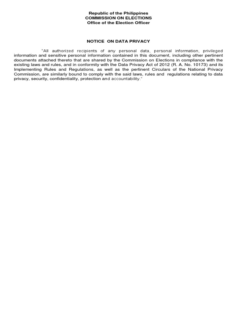 Notice On Data Privacy No 1 | PDF
