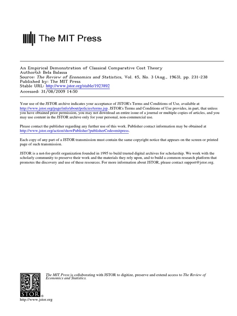 Balassa 1963 PDF | PDF | Correlation And Dependence | Economics