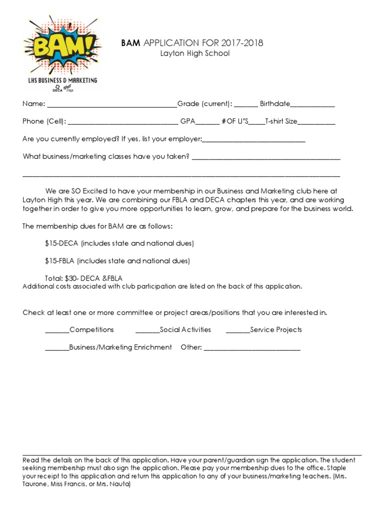 Bam Member Application 2017-18 | PDF | Students | Further Education