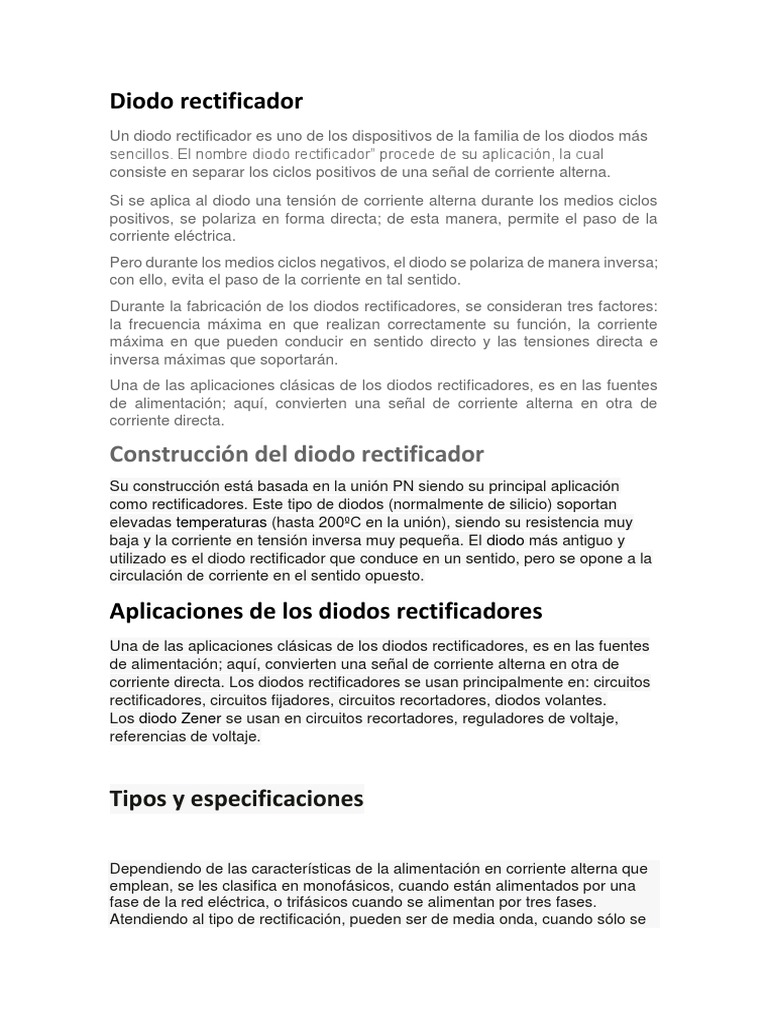 Diodos Rectificadores | PDF | Rectificador | Diodo