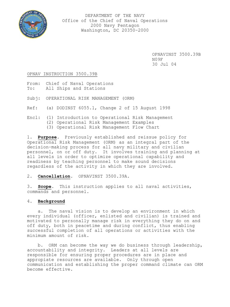 Navy Operational Risk Management | PDF | Risk Management | Risk Assessment