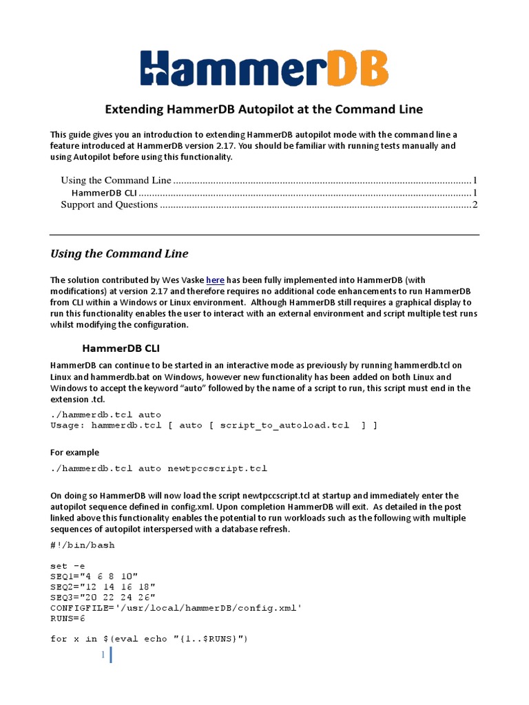 Hammerdb Commandline Pdf Pdf Command Line Interface Scripting Language