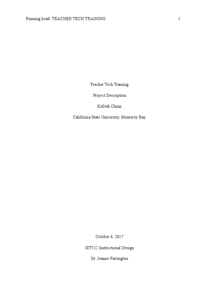 Teacher Tech Training Project Overview | PDF | Teachers | Educational ...