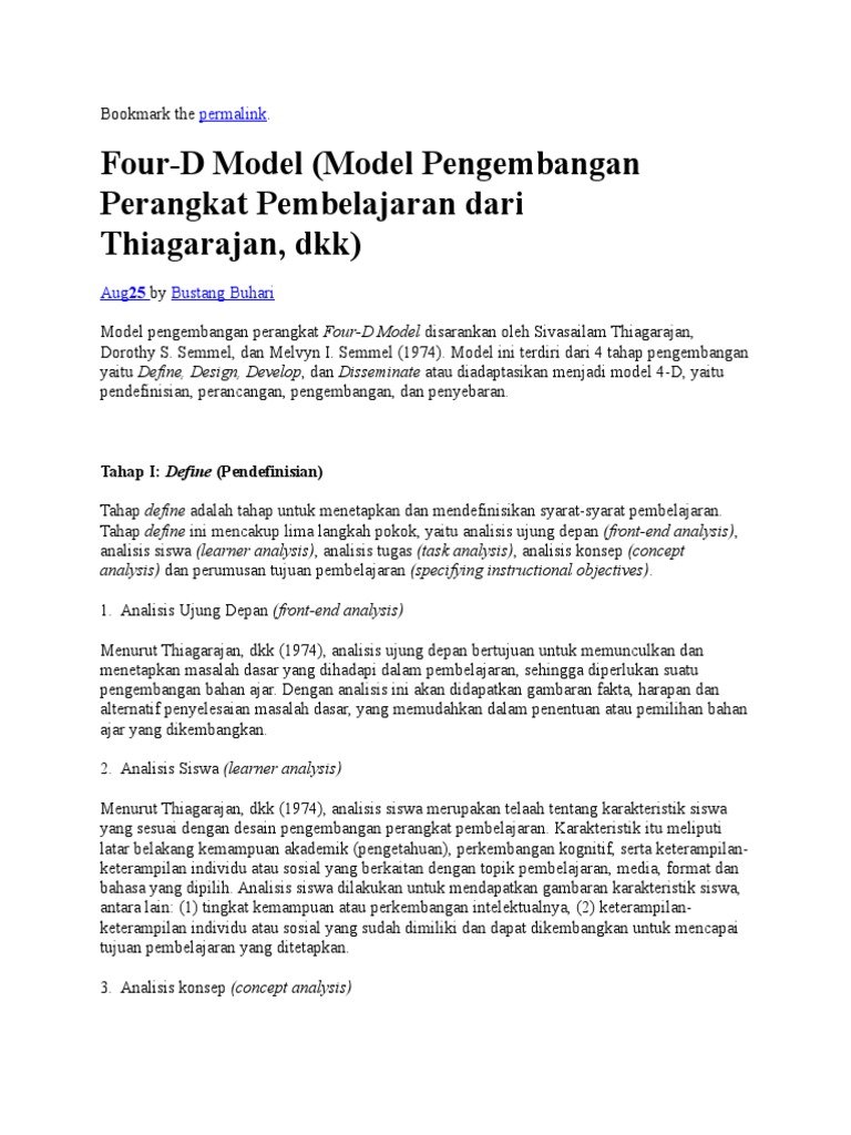 Model 4-D untuk Pengembangan Pembelajaran | PDF